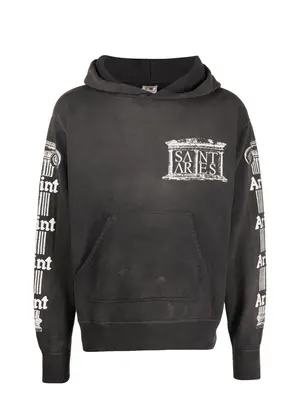 SAINT MXXXXXX Logo-print Cotton Hoodie - Grey