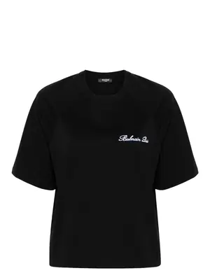 Balmain Logo-embroidered T-shirt - Black