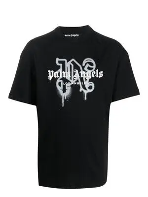 Palm Angels Los Angeles Monogram-print T-shirt - Black