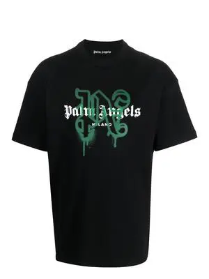 Palm Angels Milano Monogram-print T-shirt - Black