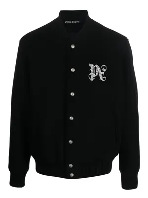 Palm Angels Monogram-embroidered Bomber Jacket - Black