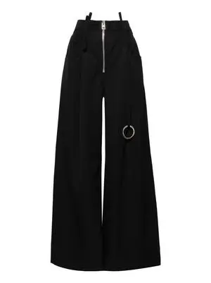 Attico Wide-leg Wool Trousers - Black