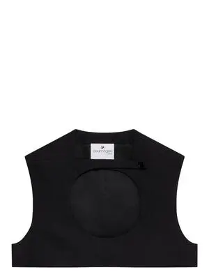 COURREGES Virgin Wool Cropped Top - Black