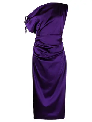 Talbot Runhof Gathered Satin Minidress - Purple