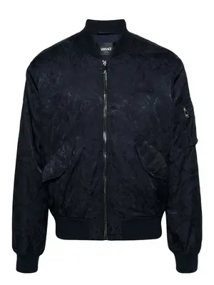 Versace Logo-embroidered Bomber Jacket - Blue