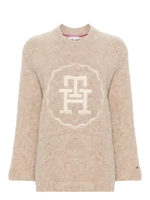 Tommy Hilfiger Logo-embroidered Jumper - Neutrals