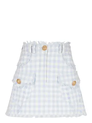 Balmain Gingham A-line Miniskirt - Blue