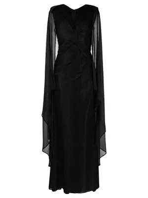 Talbot Runhof Metallic V-neck Gown - Black