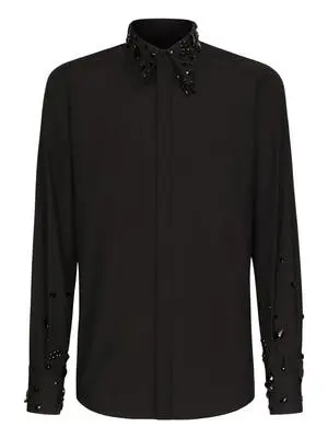 Dolce & Gabbana Rhinestone-embellished Cotton Shirt - Black