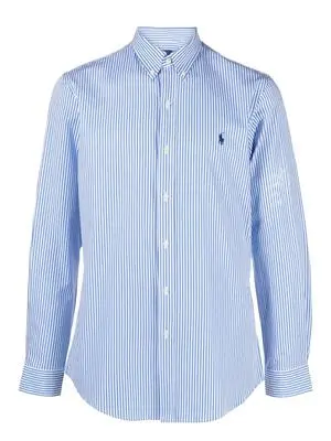 Polo Ralph Lauren Embroidered-logo Striped Shirt - Blue