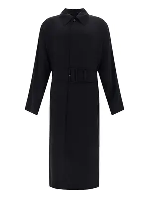 Balenciaga Belted Maxi Trench Coat - Black