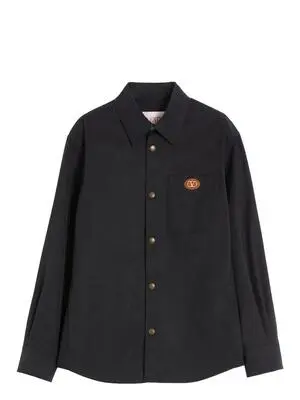 Valentino Garavani Nylon Shirt Jacket With Patch - Navy
