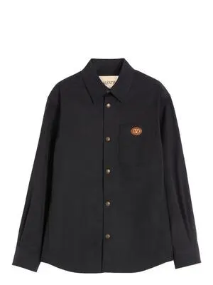 Valentino Garavani Nylon Overshirt With Vlogo Patch - Navy