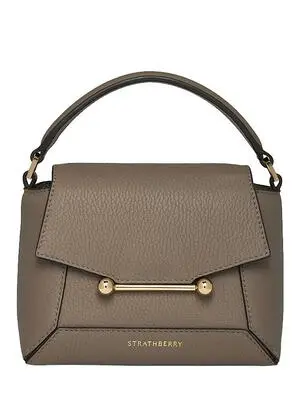 Strathberry Mosaic Nano Leather Top Handle Bag Taupe