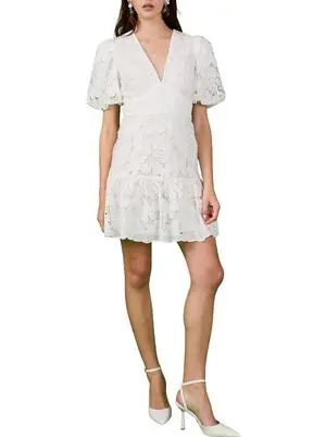 Endless Rose Sequin Lace Fit & Flare Minidress - White