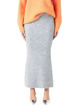 Endless Rose Fuzzy Maxi Skirt - Heather Grey