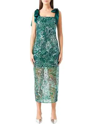 ENDLESS ROSE Endless Rose Sequin Cocktail Dress With Tie Shoulder Detail