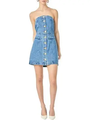 English Factory Denim Mini Tube Dress - Dark Denim