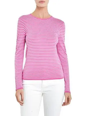 English Factory Striped Crewneck Sweater - Pink/white