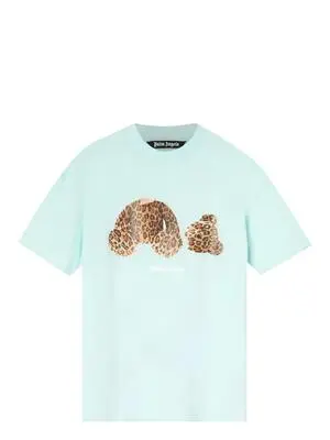 Palm Angels Pa Leopard Bear Classic Tee 'sea Foam/brown - Green