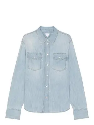 Bottega Veneta Bleached Light Denim Shirt In Blue - Light Bleach