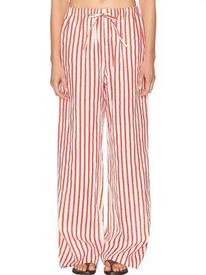 AEXAE Linen Drawstring Trouser - Stripe Red