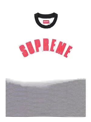 Supreme Arc Appliqué Striped Top - White