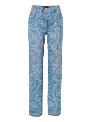 Versace Printed High-rise Straight-leg Jeans - Blue
