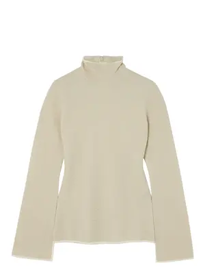 JOSEPH Metallic Knitted Turtleneck Top - Ivory