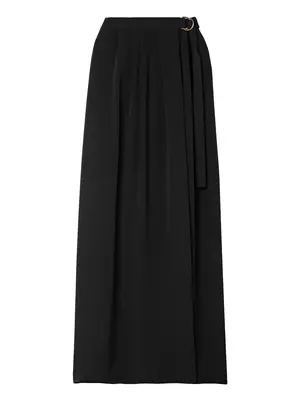 Loro Piana Athina Pleated Maxi Wrap Skirt - Black