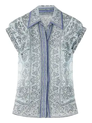 Zimmermann Matchmaker Printed Linen And Silk-blend Shirt - Blue