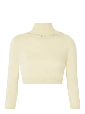 Zimmermann Net Sustain Matchmaker Crystal-embellished Merino Wool Turtleneck Sweater - Yellow