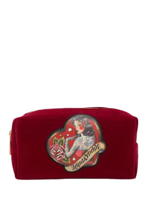 REINA REBELDE Luxe Makeup Bag With Patch - Red