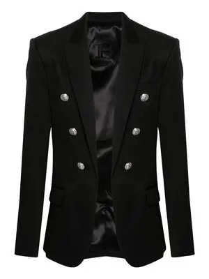 Balmain Button-embellished Wool Blazer - Black