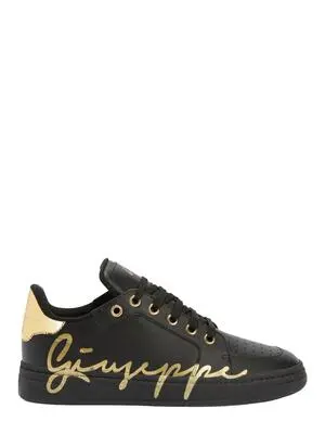 GIUSEPPE ZANOTTI Logo-print Leather Sneakers - Black