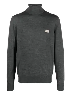 Dolce & Gabbana Logo-appliqué Wool Jumper - Grey