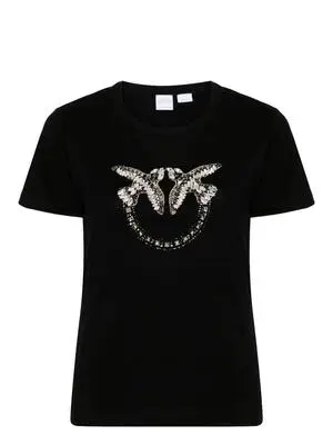 Pinko Love Birds Embellished T-shirt - Black