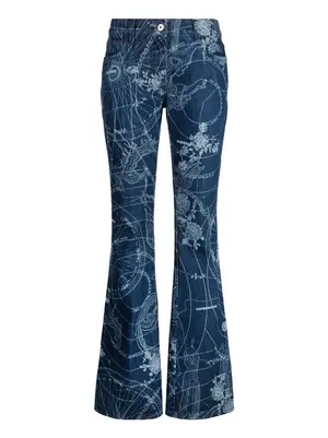 Off-White Graphic-print Flared Jeans - Blue
