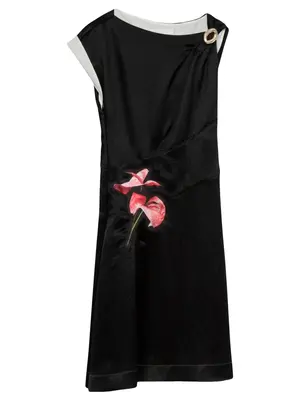 3.1 Phillip Lim Floral-motif Draped Twisted Dress - Black