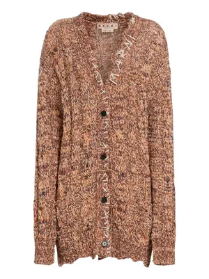 Marni Decorative-stitch Chunky Cable-knit Cardigan - Orange