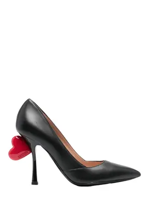 Moschino 105mm Heart-appliqué Leather Pumps - Black