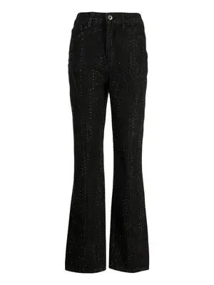 SELF-PORTRAIT Embellished Flared Jeans - Black