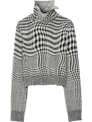 Burberry High-neck Houndstooth Jacquard Jumper - Black