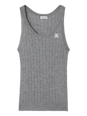 Burberry Intarsia Logo Cashmere Vest - Grey