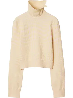 Burberry Warped Houndstooth Jacquard Jumper - Neutrals