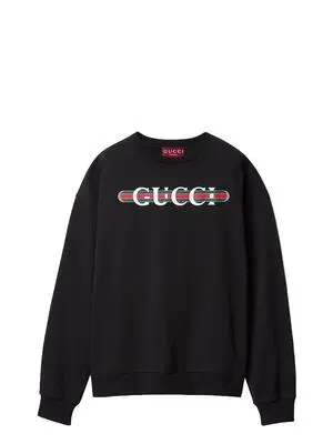 Gucci Printed Cotton Jersey Sweatshirt - Black