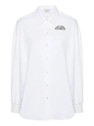 Alexander McQueen Crystal-embellished Cotton Shirt - White