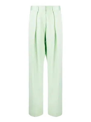 FORTE_FORTE Pleat-detail High-rise Wide-leg Pants - Green