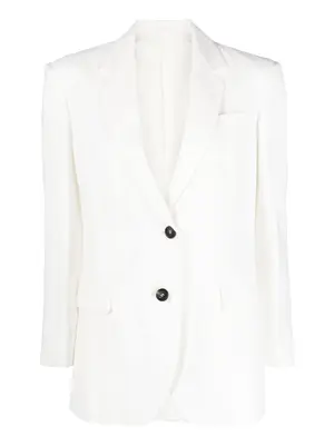 Brunello Cucinelli Notch-lapels Single-breasted Blazer - White