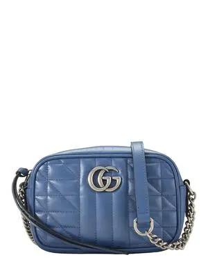 Gucci Leather Gg Marmont Bag - Blue